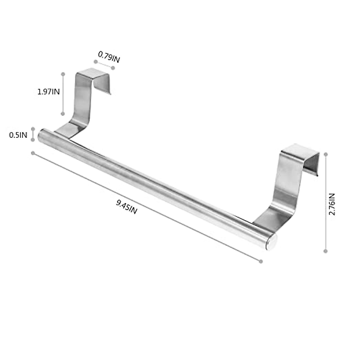 Kitchen Towel Holder - Strong Steel Kitchen Over Cabinet Towel Bar Holder - Holds Hand or Dish Towels - 2 Pack