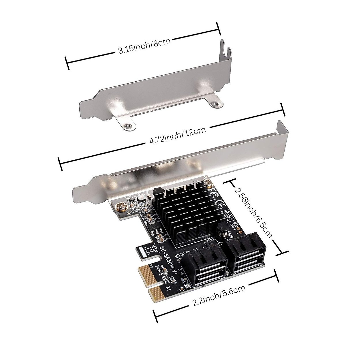 SATA Card 4 Port with 4 SATA Cables, 6 Gbps SATA 3.0 Controller PCI Express Expression Card with Low Profile Bracket Support 4 SATA 3.0 Devices