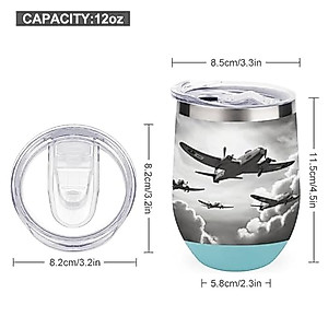 WYUSPGK 304 Stainless Steel Insulated Cup, World War Print Smooth Rim, Durable & Reusable - Perfect for Office, Home, And Travel