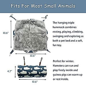 Tfwadmx 2PCS Pet Cage Hanging Hammock Hideout Tunnel Cave, Guinra Pig Warm Bunkbed, Chinchilla Bedding Accessories for Small Animals Hamster Sugar Glider Squirrel Hiding Playing Sleeping