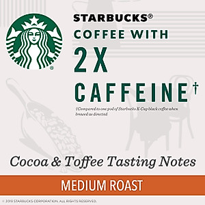 Starbucks Medium Roast K-Cup Coffee Pods with 2X Caffeine, for Keurig Brewers, 4 boxes (48 pods total)