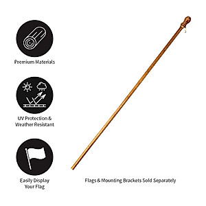Evergreen Solid Wood 56" Flag Pole | Single Flag Holder Tangle Free Clip| 3x5 American Flags with Pole Sleeve or Grommets | Residential or Commercial