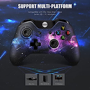 Wireless Game Controller for Xbox One, MissHome Xbox Controllers with Button Caps Compatible with Xbox One/X/S/Series X/S/Elite/PC Windows with 3.5mm Aduio Headphone Jack (Nebula)