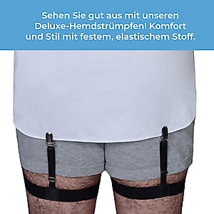 Adjustable Shirt Garters with Locking, Non-Slip Clips (1-Pair) For Men And Women By Comfy Deluxe - Elastic Shirt Stays With Clip, Easy To Wear & Keep Shirts Tucked In, For All Types Of Shirts