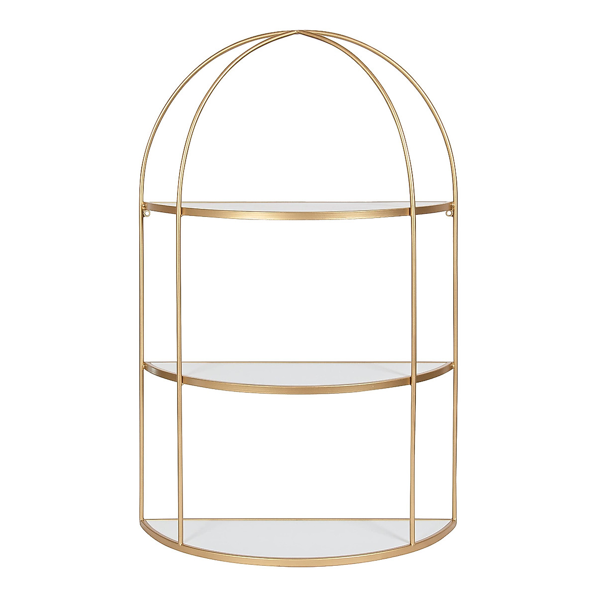 Kate and Laurel Freade Modern 3 Tier Shelf, 22 x 8 x 32, White and Gold, Decorative Glam Shelf for Storage and Display