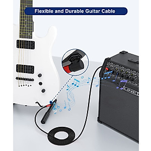 AkoaDa 1/4 Inch Instrument Cable TS Guitar Cable 10 ft 2Pack,Right Angle 6.35mm Male Jack Stereo Audio Electric Guitar Cord Bass AMP Cord for Electric Guitar, Bass Guitar, Pro Audio, Electric Mandolin