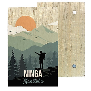Ninga Manitoba 2" x 3" Wooden Fridge Magnet Hiking Design Camping Souvenir Single