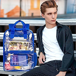 ZLYERT Clear Backpack, Heavy Duty Transparent Bookbag, Large See Through PVC Backpacks for Women and Men - Blue