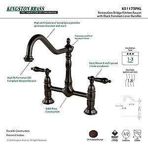Kingston Brass KS1175PKL Duchess Bridge Kitchen Faucet, 8-3/4" In Spout Reach, Oil Rubbed Bronze
