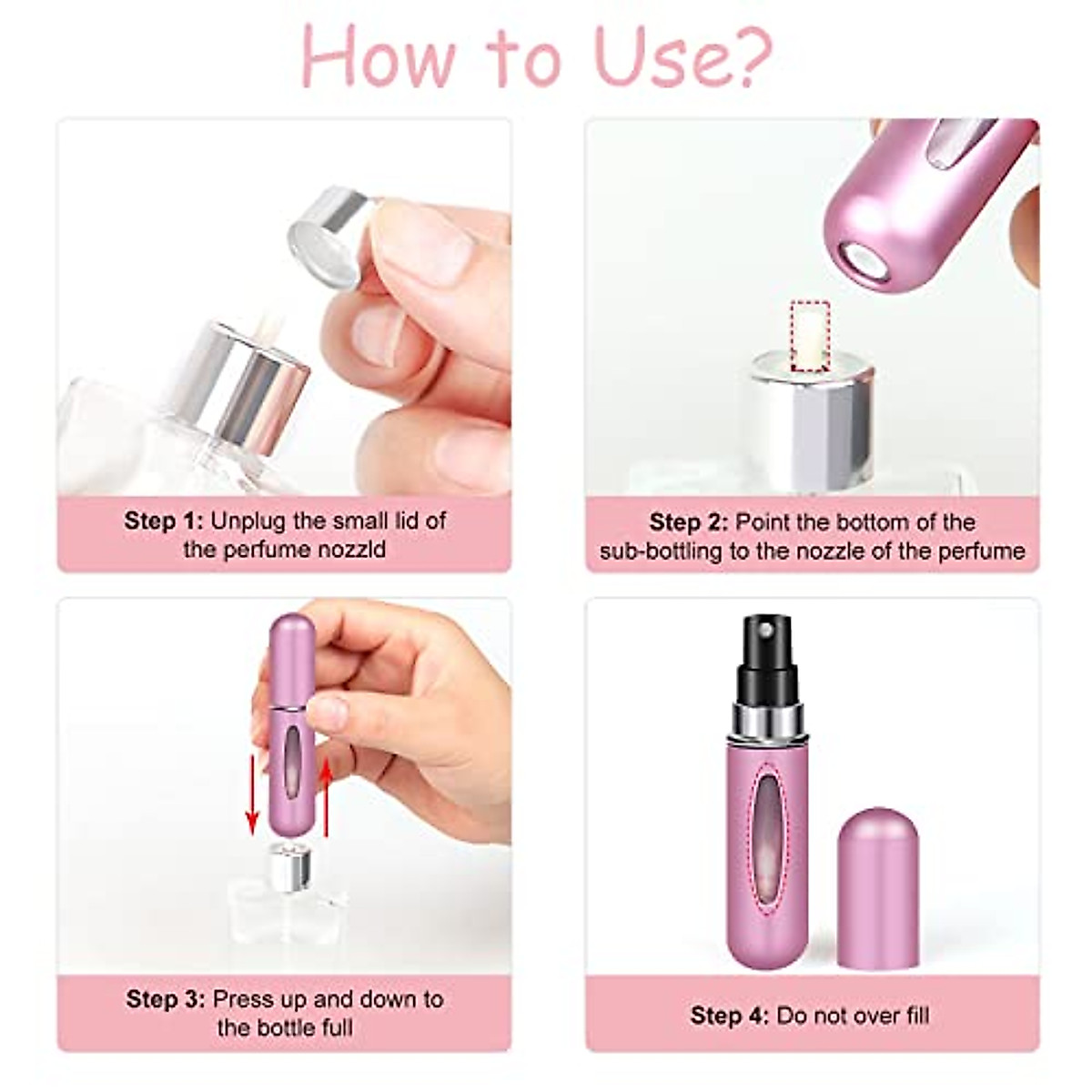 MDDRUIQI Perfume Travel Refillable Portable Perfume Atomizer Bottle 5ML Mini Refillable Perfume Spray Bottles Atomizer 5 Pack Travel Perfume Bottle for Outdoor and Traveling