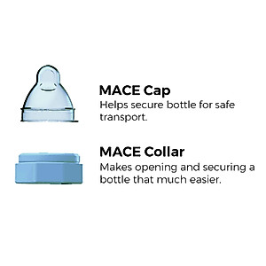 aMACEing Zero Leak® Baby Bottle with Anti-Colic Vent and Variable Flow, Leak-Proof 7oz (Blue)