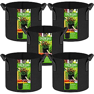 Utopia Home Plant Grow Bags 05 Gallon, Grow Bags with Handles, Nonwoven Fabric Pots,Pot for Plants & Vegetables