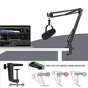 MV7 Boom Arm with Pop Filter - Mic Stand with Foam Cover Windscreen Compatible with Shure MV7 and Shure MV7X Microphone by YOUSHARES