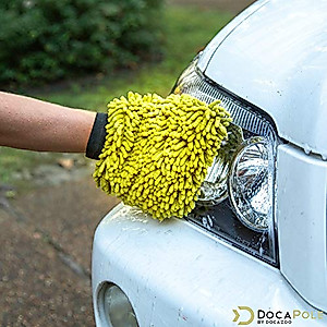 DocaPole Car Wash Mitt - 2 Pack - Premium Chennille Microfiber Car Wash Mitts - Rewashable Cleaning and Dusting Glove - Scratch Free - One Size Fits All (DocaPole Extension Pole Not Included)