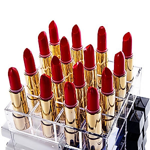 HBlife Lipstick Holder, Acrylic Rotating 64 Lipstick Tower Organizer Spinning Lipstick Tower Lipgloss Holder with Removable Dividers