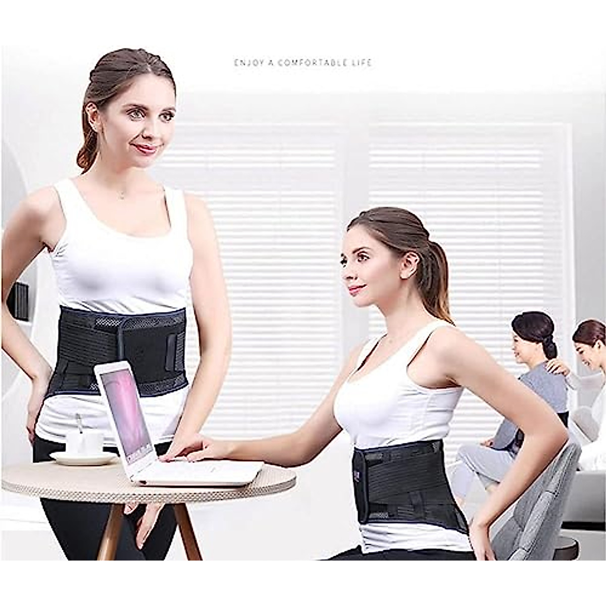 Lumbar Support Belt Self-Heating Lumbar Belt  for Lower Back Pain Arthritis Muscle Spasm for Men and Women with 3 Removable Lumbar Pads,XL