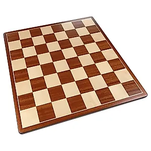 Pallas Rounded Corners Chess Board with Inlaid Mahogany Wood, Large 17 x 17 Inch, Board Only