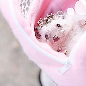 Heave Pet Carrier Bag Portable Small Animals Breathable Mesh Pouch Outgoing Travel Backpack Sleeping Bed for Hamster Guinea Pig Hedgehog Suger Glider Squirrel Blue S