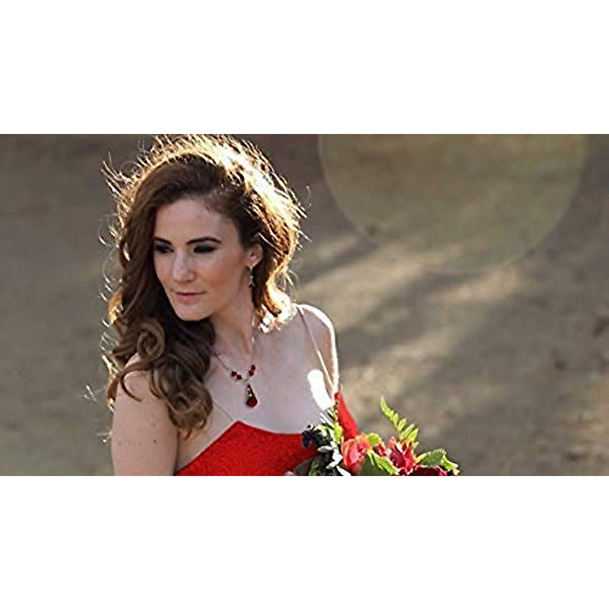 HisJewelsCreations Baroque Crystal Filigree Pendant Necklace (Berry Tone)