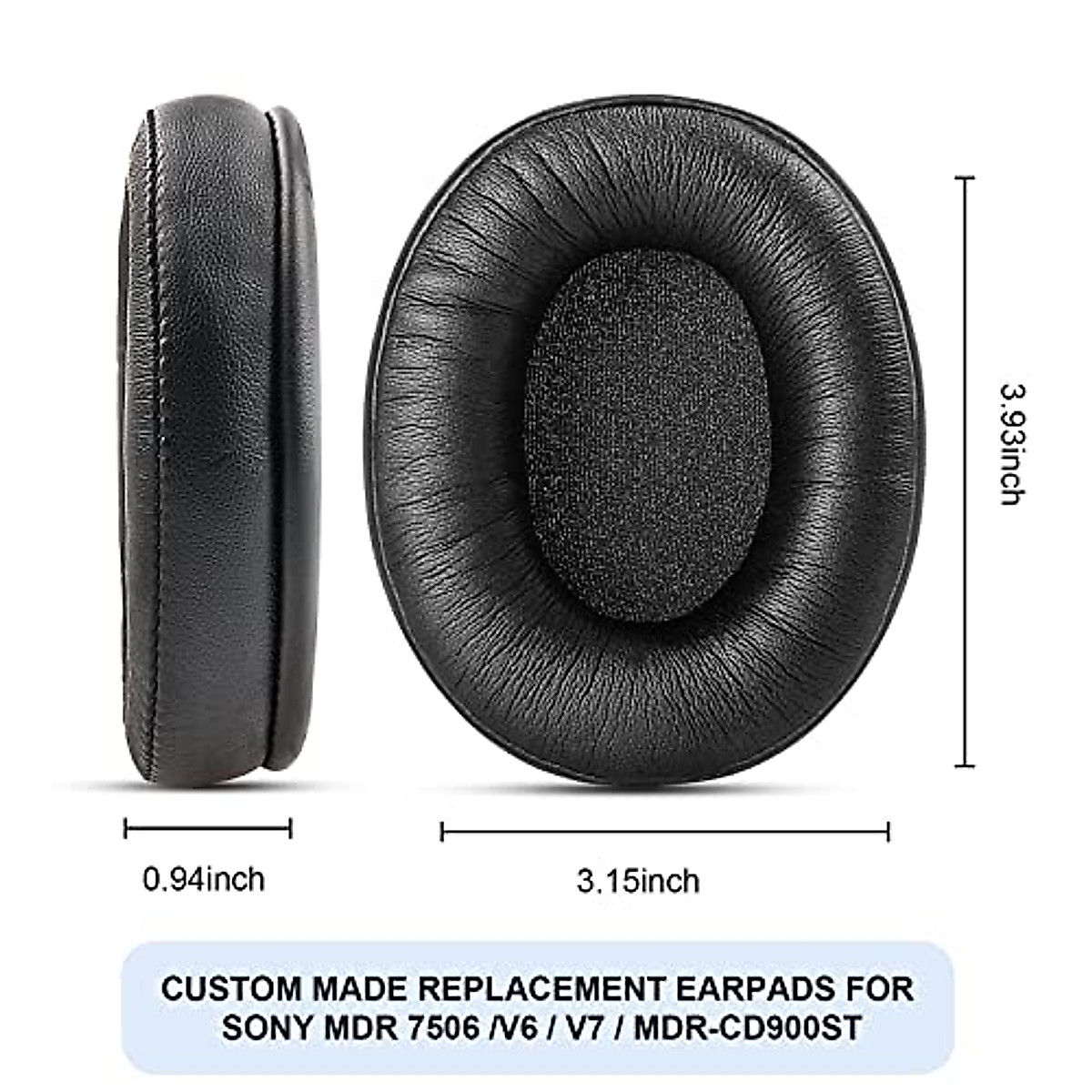 Replacement Ear Pads for Sony MDR 7506, GVOEARS Earpads Cushions Noise Isolation Headphone Pads for Sony MDR V6 / MDR V7 / MDR-CD900ST with Soft Protein Leather, Durable Memory Foam (Black)