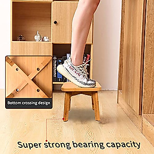 YITIHOME Small Step Stools for Kids Adults with 300lbs Load Capacity, Small Foot Stool Foot Rest Non-Slip Bamboo Wooden Step Stool Great for Plant Stand Kitchen Bathroom and Bedroom