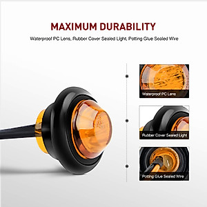 Nilight TL-03 10 PCS 3/4” Round Clearance LED Front Rear Side Indicator Bullet Marker Light for Truck RV Car Bus Trailer Van Caravan Boat (12V, Amber)