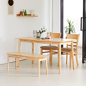 Livinia Aslan 47" Malaysian Oak Round Wooden Dining Bench/Solid Wood Bedroom Entry Way Kitchen Corridor Bench (Natural Oak)