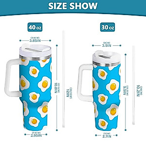 Eggs Blue Stainless Steel Vacuum Insulated Tumbler with Lid and Straw for Water, Insulated Tumbler 30 OZ / 0.89 L