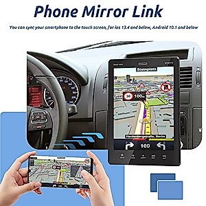 Single Din Car Stereo with Apple Carplay Android Auto, podofo 9.5'' Veritical Adjustable Touch Screen Car Radio with Mirror Link Bluetooth FM Radio Backup Camera/USB/TF Card Port/AUX-in