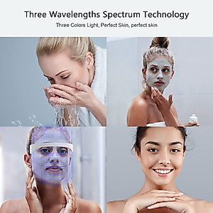 Led Face Mask Light Therapy, 3 Colors Light Therapy Facial Photon Beauty Device for Facial Rejuvenation, Anti-Aging