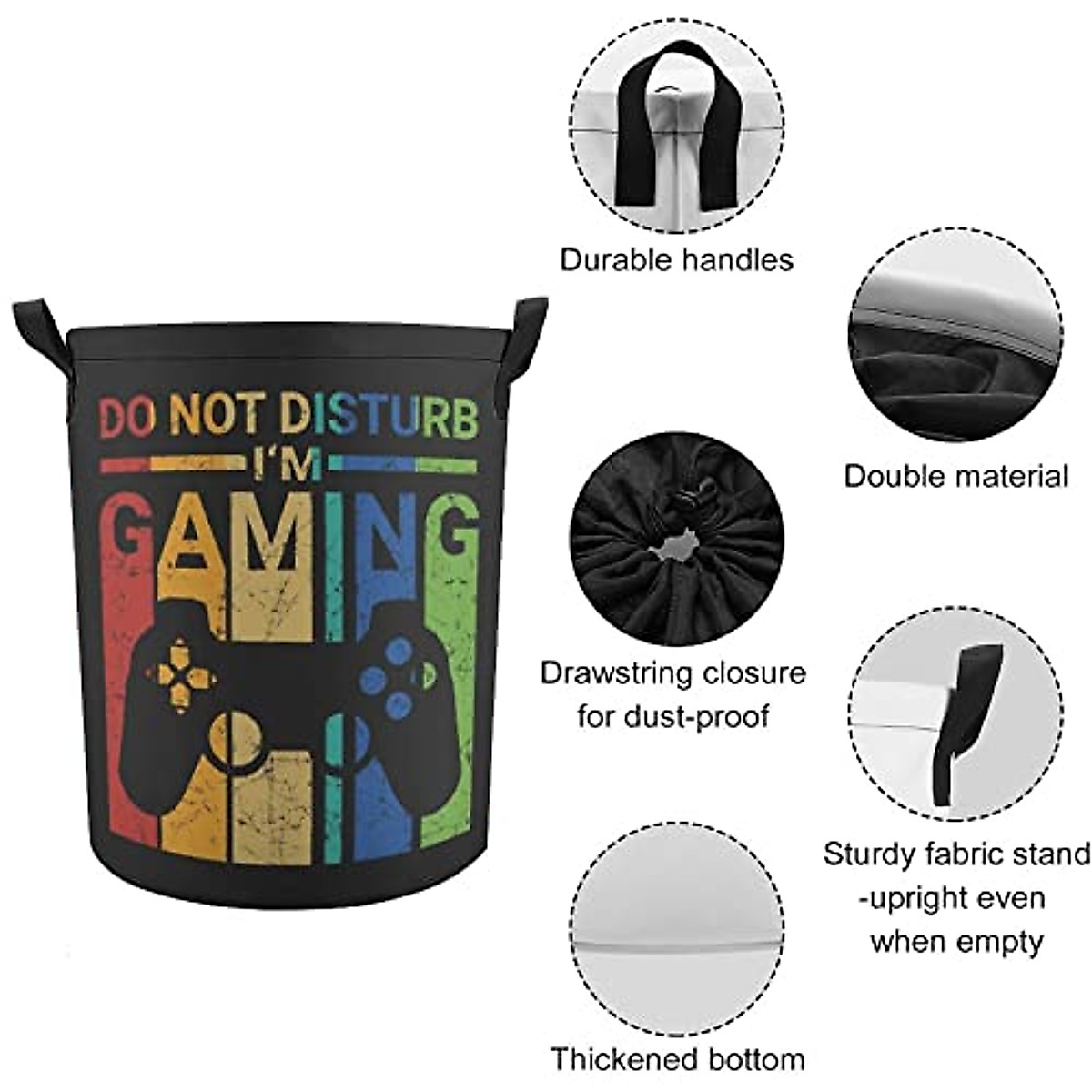 Retro Gamer Laundry Basket Boys Laundry Hamper Gaming Decor Small Dirty Clothes Hamper Collapsible Storage Organizer Bag Video Game Room Accessories and Decor