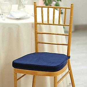 TABLECLOTHSFACTORY 2" Thick Navy Blue Chair Pad Skid Proof Backing Seat Cushion with Premium Velvet Fabric