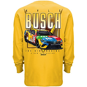 Checkered Flag Sports Kyle Busch Long Sleeve Shirt for Men - NASCAR Yellow Automotive Racing Apparel 2XL