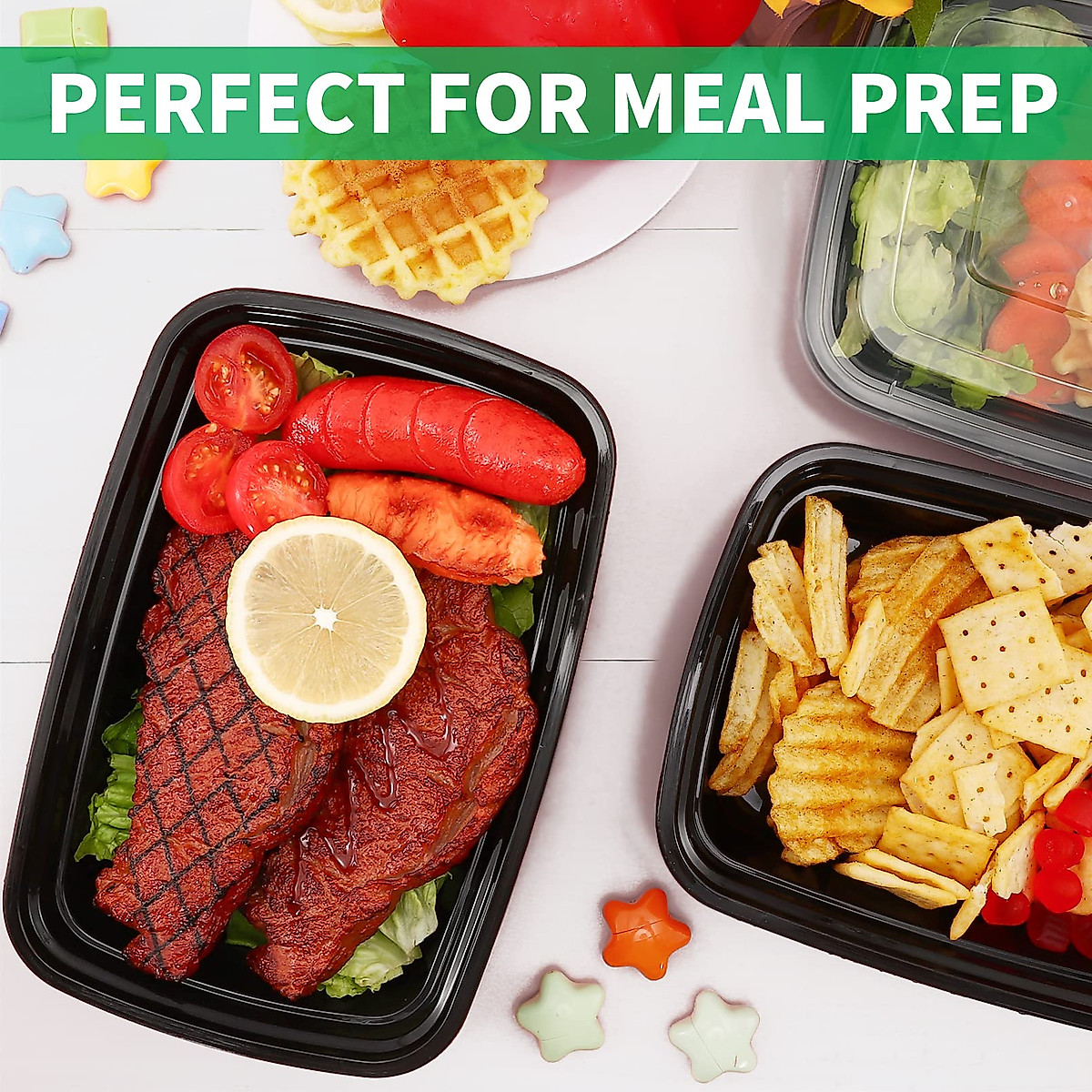 RAIHOMKIT [30 Pack 38oz Meal Prep Containers,1 Compartment Food Storage Containers with Lids,Reusable Food Prep Containers,BPA Free Plastic Containers,Stackable,Freezer/Microwave/Dishwasher Safe