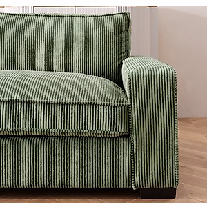 Container Furniture Direct Luxe Corduroy Sofa with Sleek Design, Spacious and Comfortable 3 Seater Couch for Modern Living Room, Ideal for Entertainment and Cozy Moments, Large, Green