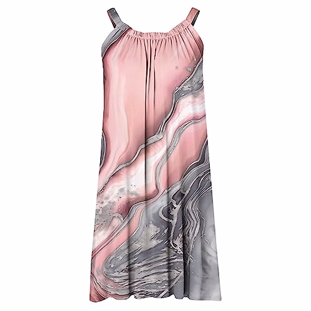 Warehouse Clearance Summer Beach Dress for Women Strappy Empire Waist Floral Print Sleeveless Loose Flowy Mini Sundress Shift Tunic Dress