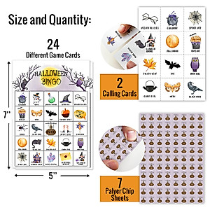 Halloween Bingo Party Games with 24 Players, Halloween Party Games for Girls Boys School Classroom Party Supplies, Classroom Activities, Party Favor Gifts for Young Adults Family Activities - JY908