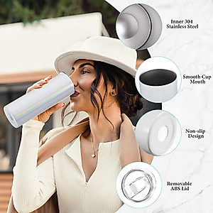 Roshtia 8 Pack Sublimation cups 20 oz Straight Skinny Tumbler Stainless Steel Glitter Tumblers Blank Double Wall Insulated Cups with Straw Brush, Lid and Straw for DIY Gift