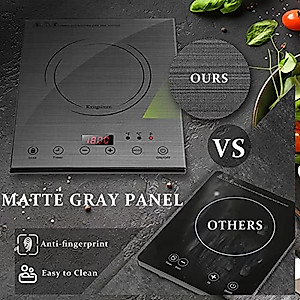 Portable Induction Cooktop, KXITGSIMRE 1800W Electric Induction Burner Cooktop with Child Safty Lock, 17 Power Levels 21 Temperature Setting, 3 Hours Timer