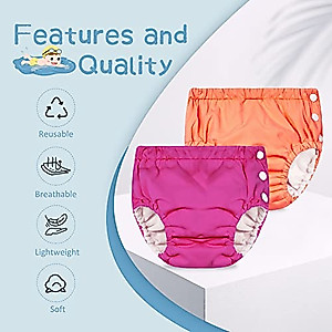Durio Reusable Swim Diapers Washable Baby Swim Diaper Waterproof Unisex Infant Toddler Swimming Diapers 6-12 Months 02 White & White