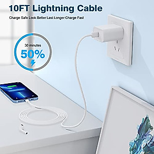 iPhone Fast Charger,Extra Long Fast Charger iPhone 10Foot 2Pack[Apple MFi Certified]20W 10FT Fast Apple Charging USB C to Lightning Cable Cord Adapter for iPhone 14 13 12 Mini 11 Pro Max/X/SE2022/iPad