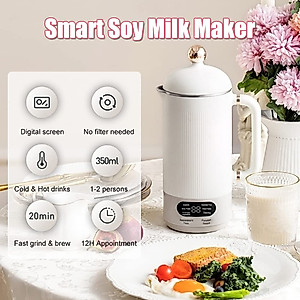 WOOLALA 110V Soy Milk Maker Machine with Screen, 350ML Personal Health Stew Cup Powerful Blender & Automatic Brewing for Smooth Vegan Nut Milk Maker,12 Hours Appointment