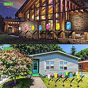 Solar Garden Lights,Hyacinth lamp,Decoration for Pathway Yard Lawn Patio Path,Pink Yellow White Blue, Pack of 4