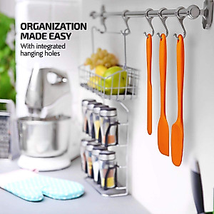 OVENTE Set of 5 Silicone Spatula , Food Grade Rubber Spatulas Heat Resistant w/ Stainless Steel Core & Seamless Design, Non Stick Rubber Spatula for Mixing, Baking & Cooking Orange SP12305O