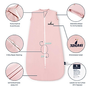 Jeroray Wearable Blanket-Stretchy Sleeping Bag,(12-18 Months) TOG 1.0,2-Pack,2 Way Zipper,Unisex,Elephant&Solid Dusty Rose,Large