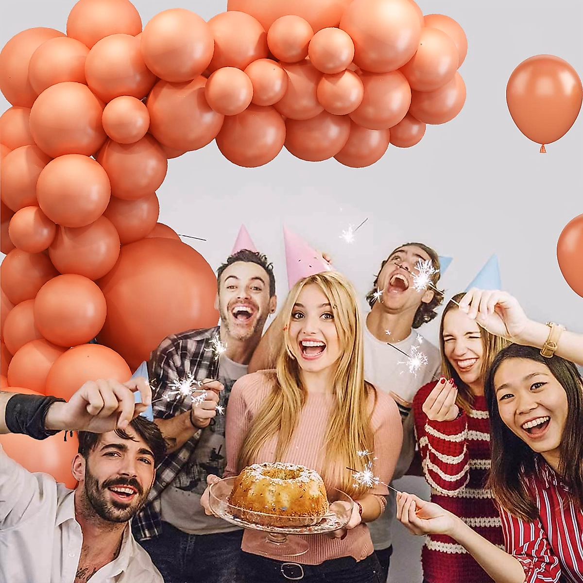 Orange Balloons, Retro Orange Garland Arch Kit, Round Shape Plain Party Balloons Pack, Orange Balloons Garland Kit for Kids Girls Birthday Wedding Baby Shower Festival Party Decorations