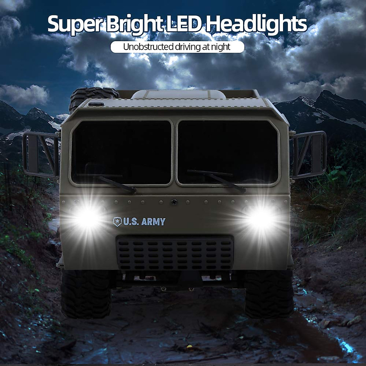 GoolRC RC Military Truck, 1:12 Scale 6WD Remote Control Car, 2.4GHz Army Cars All Terrain Off-Road Truck, Electric Toy Vehicle Gift for Adults