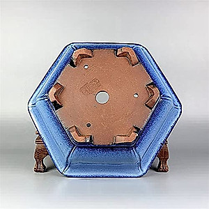 Outdoor Indoor Garden Plant Pots Hexagonal Oversized Plant Container Bonsai Flower Pot Alabaster Decorative Pot Orchid Pine Planting Pot with Drainage Hole Planting Pot