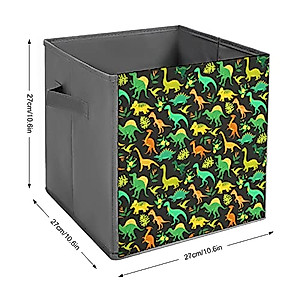 Cartoon Dinosaurs and Tropial Palm Large Cubes Storage Bins Collapsible Canvas Storage Box Closet Organizers for Shelves