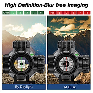 BESTSIGHT 4-16x44 Rifle Scope,Long Range Scope,Second Focal Plane Scope,5-Level Red Green Illuminated Reticle and Side Focus Dial and Locking Turret Sunshade,Fully Multi-Coat HD Lenses